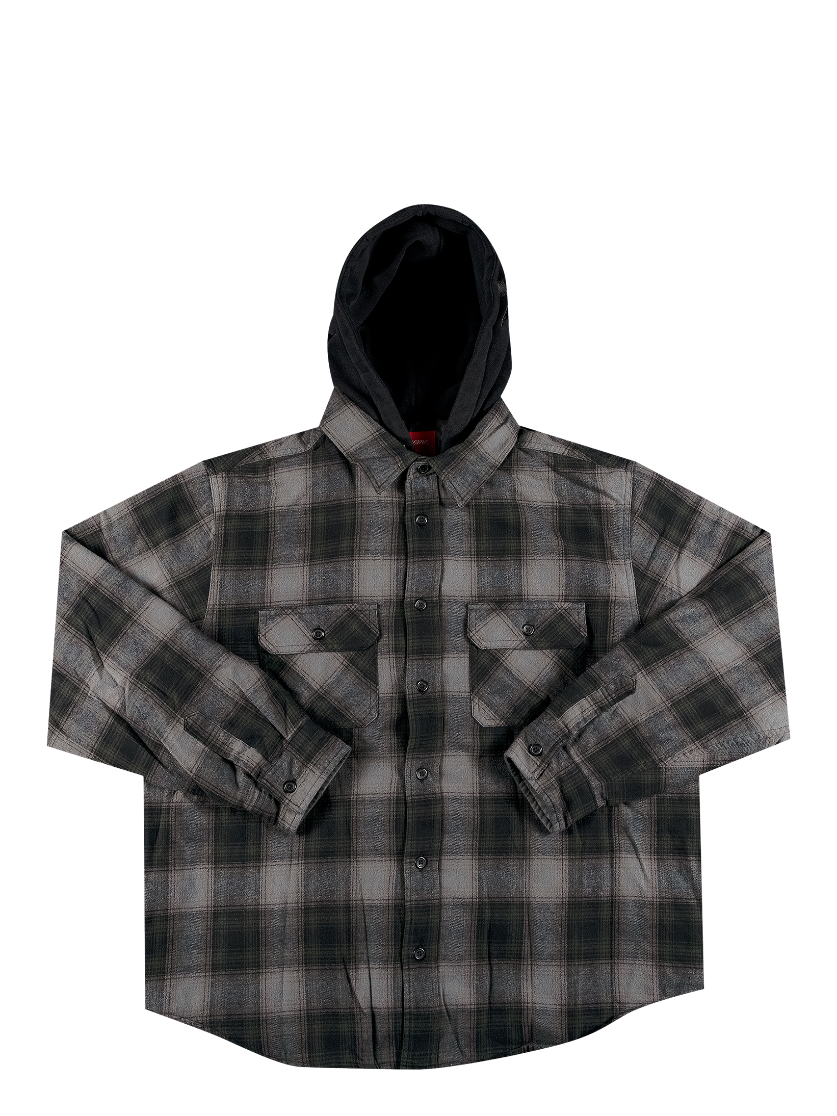 Supreme Houndstooth Flannel Hooded Shirt - Black | Editorialist