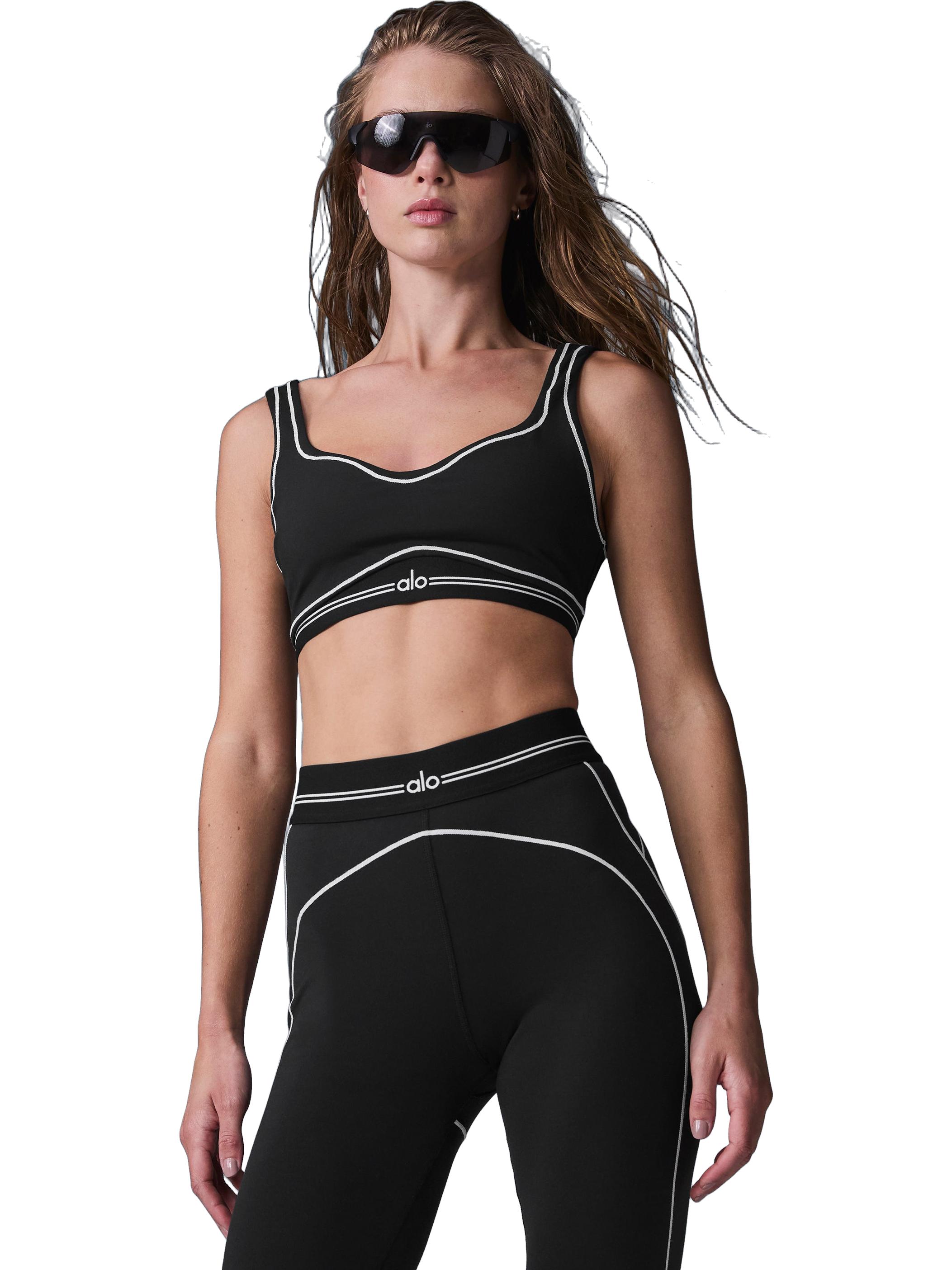 Alo Yoga Airbrush Heart Throb Bra - Navy/White | Editorialist