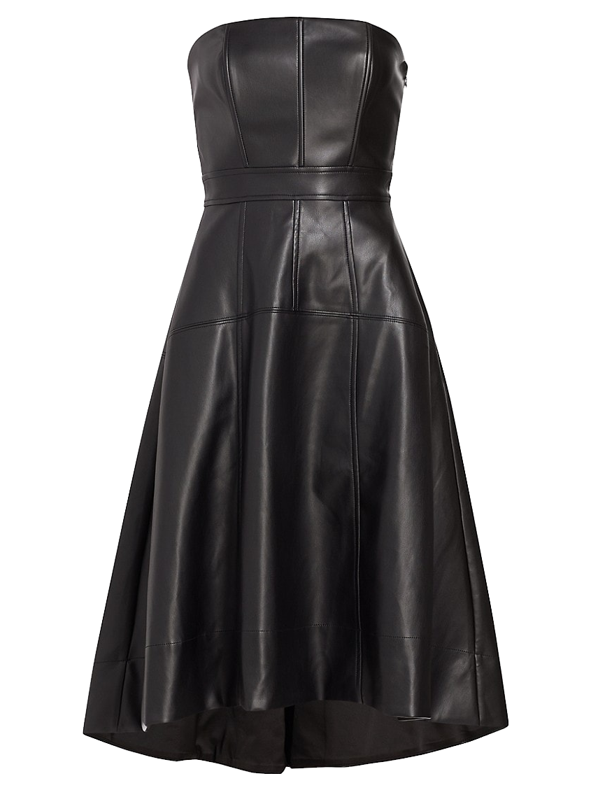 En Saison Dawn Faux Leather Bustier Midi-Dress In Black - 40% Off | Editorialist En Saison Dawn Faux Leather Bustier Midi-Dress In Black - 40% Off | Editorialist