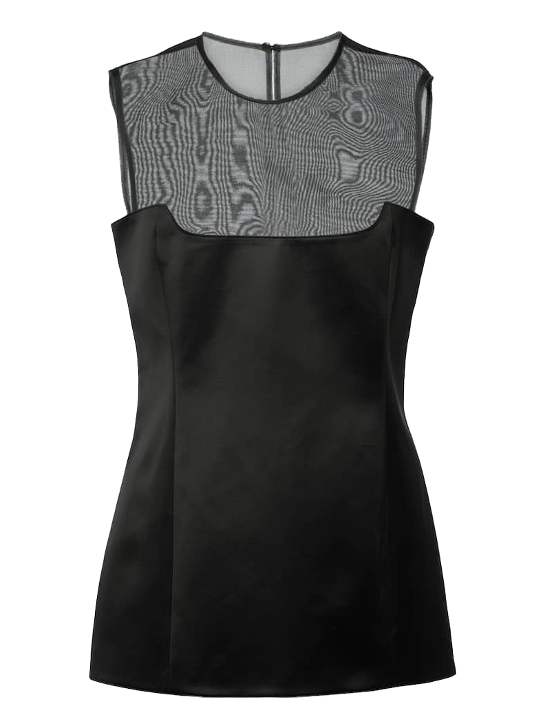 KHAITE Silk-Paneled Satin Top