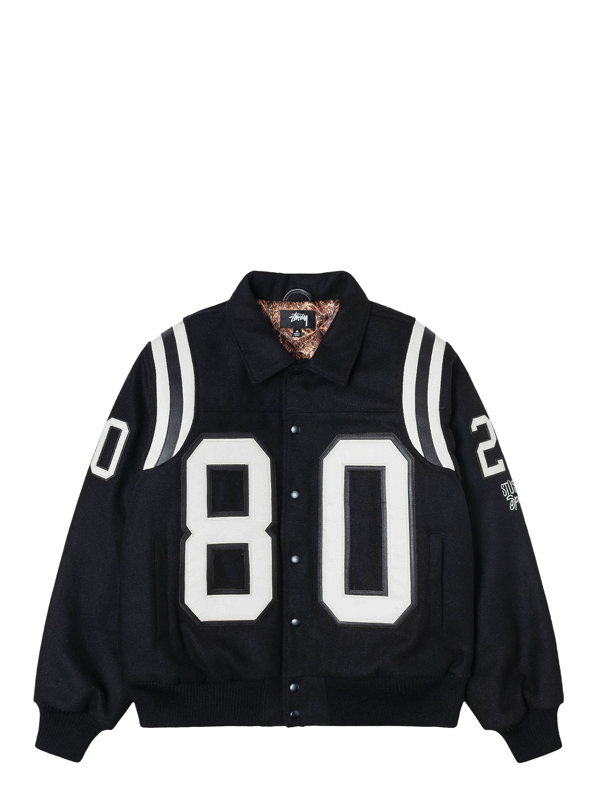 StüSsy Sport Melton Varsity Jacket - Black | Editorialist