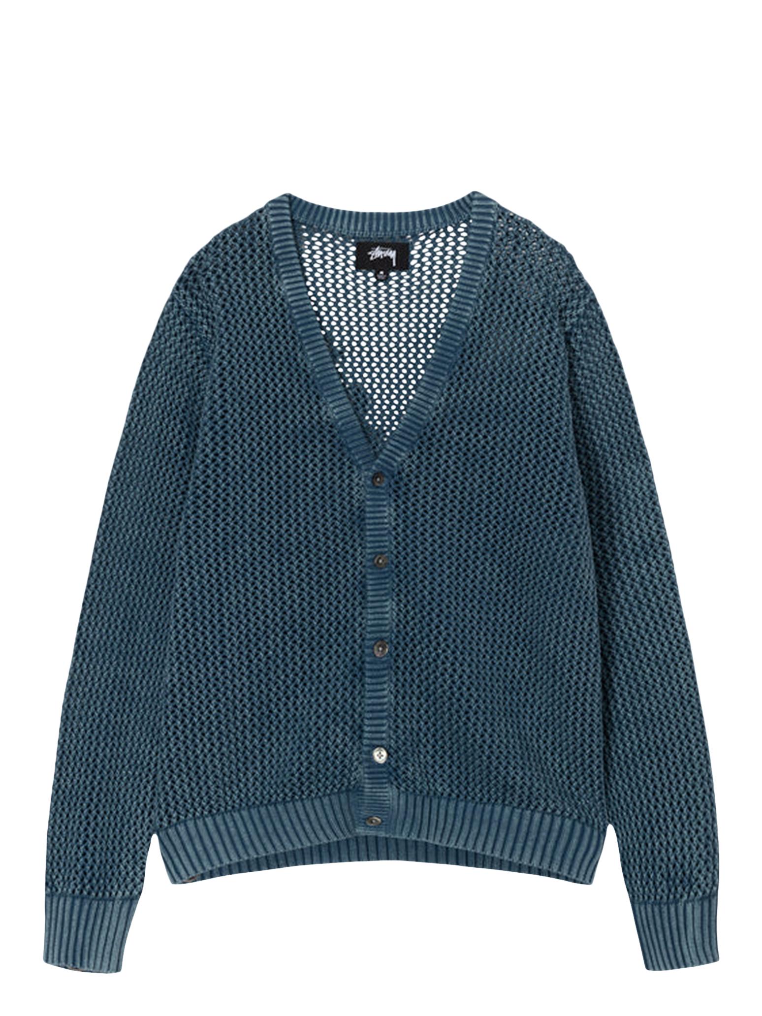 StüSsy Loose Gauge Cardigan - Blue | Editorialist