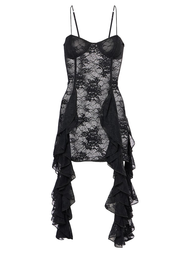 OSEREE Oseree Ruffled Lace Mini Dress