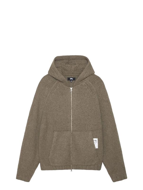 StüSsy Chunky Knit Zip Hoodie - Cream | Editorialist