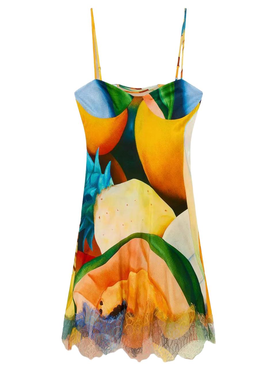 PACO RABANNE Sunset-Print Mini Dress with Ruffled Trim