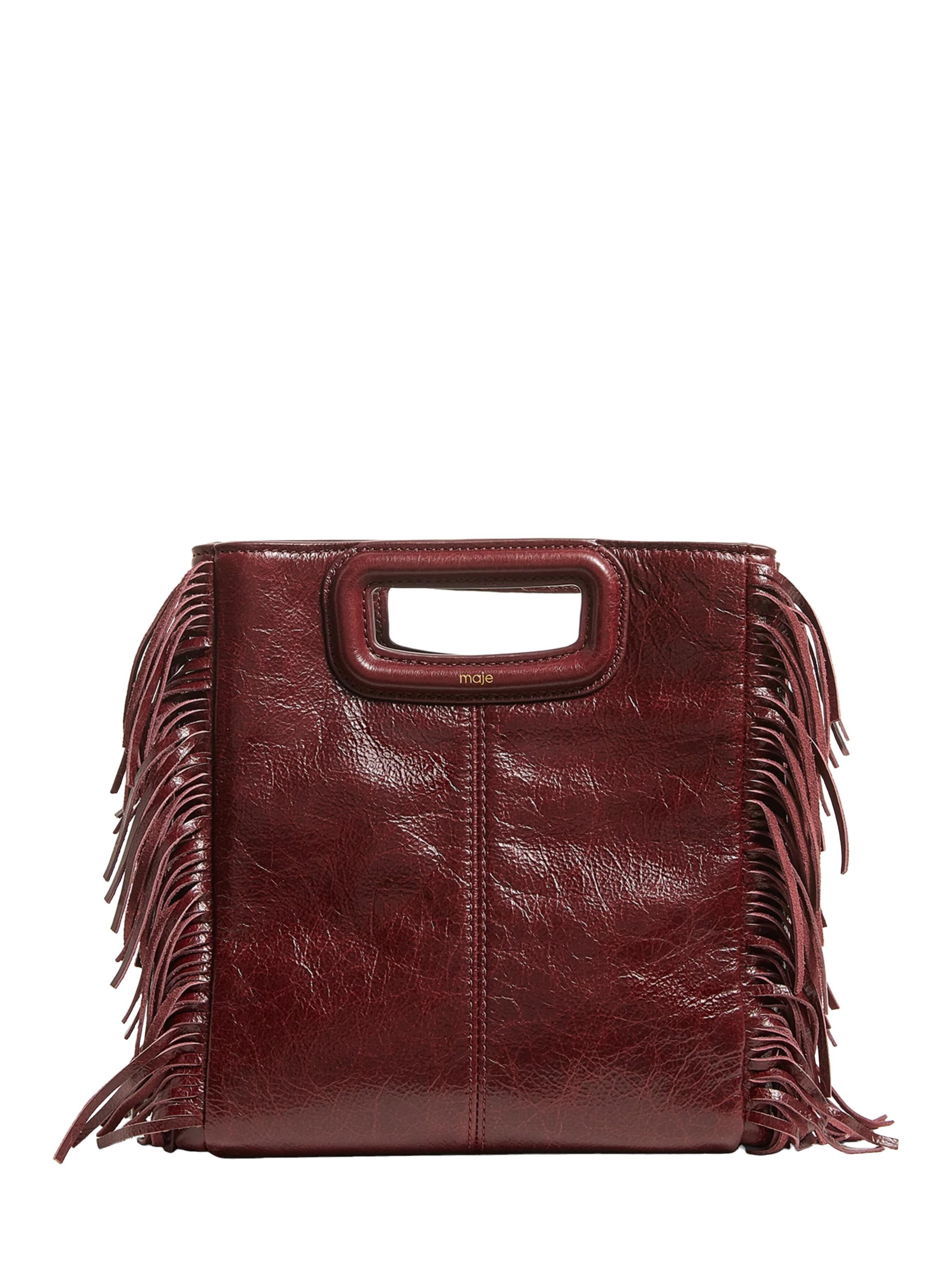 MAJE Cracked Leather Fringed M Bag