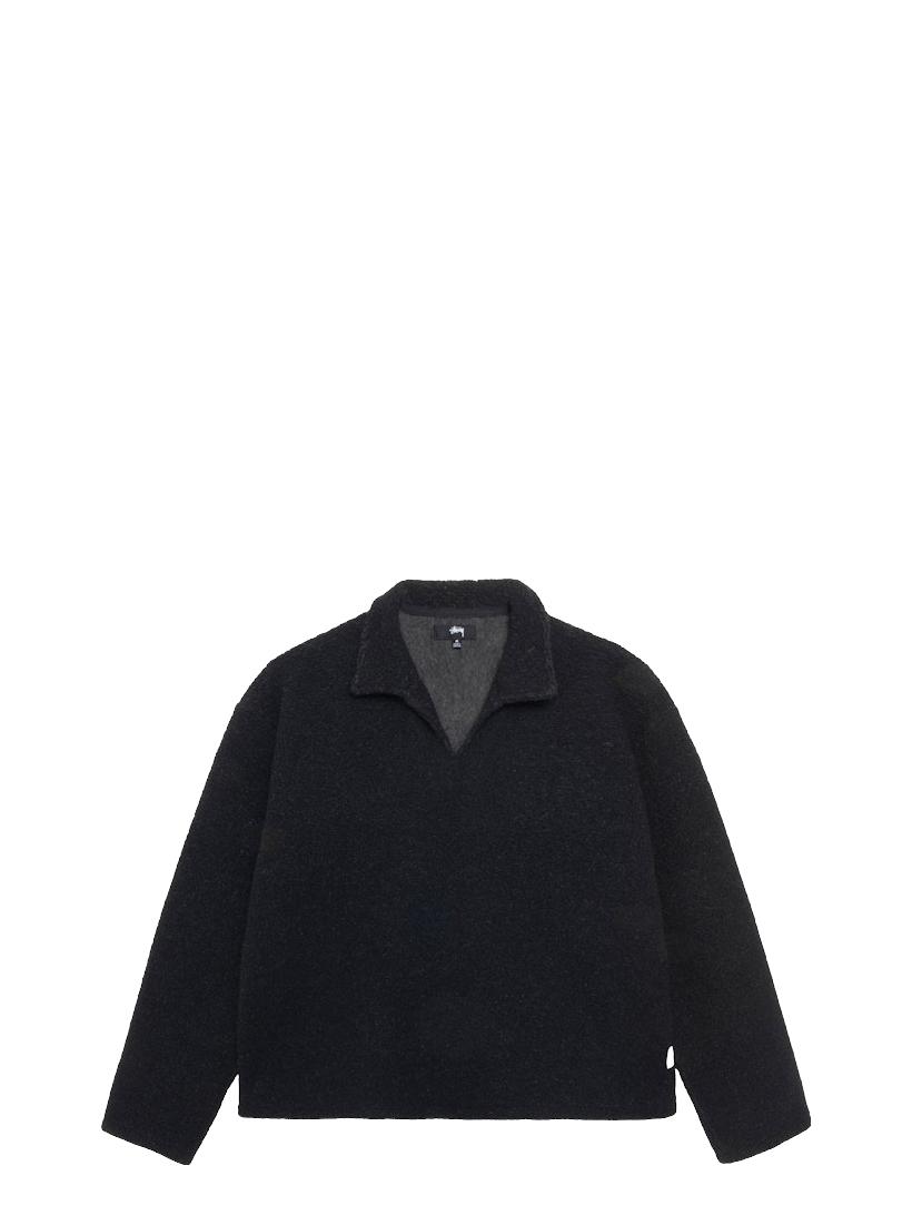 StüSsy Wool Blend Sherpa Pullover - Black | Editorialist