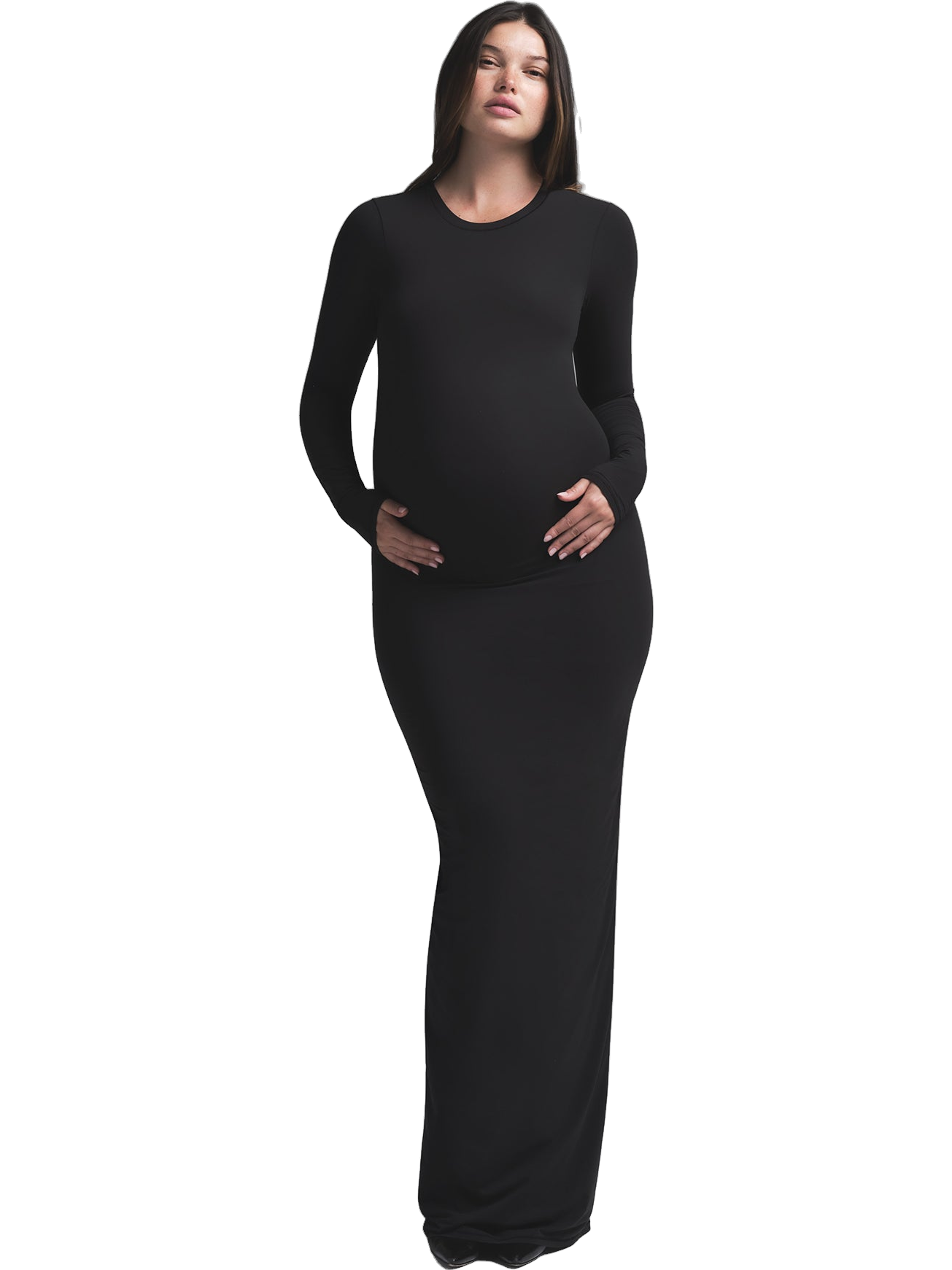 green emerald velvet dress Long Sleeve Crewneck Dress | ÉTERNE main image 1