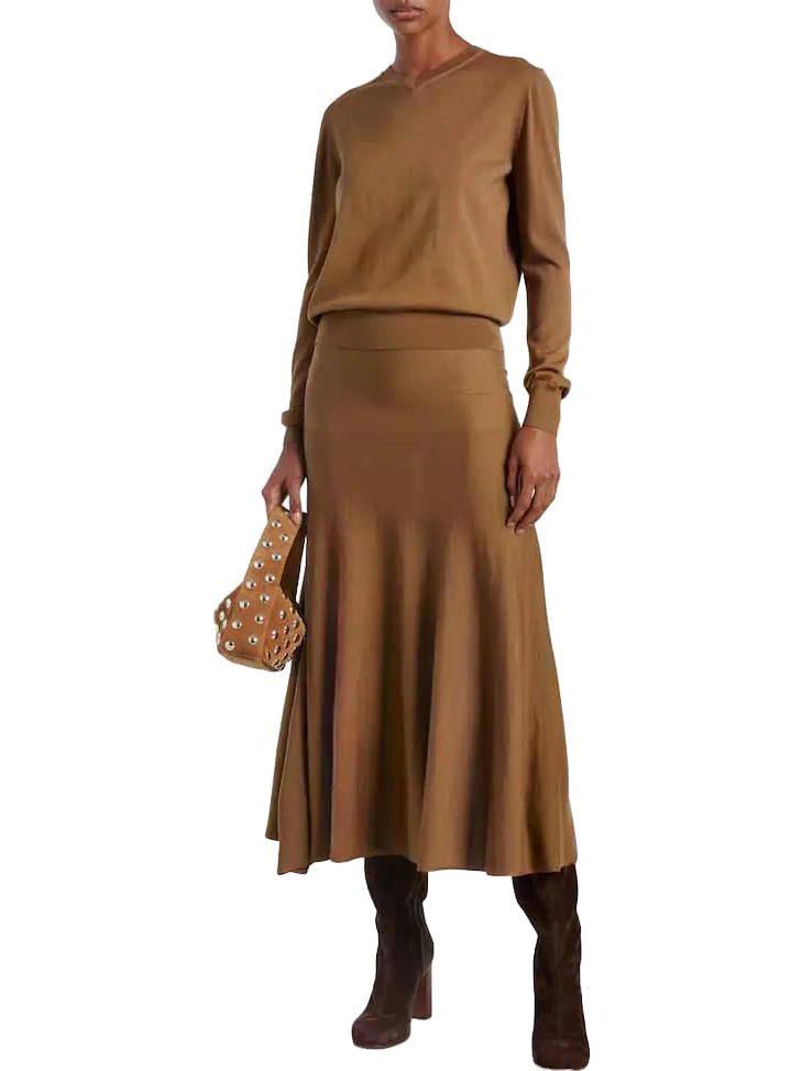 KHAITE Khaite Mayu Knitted Wool Midi Skirt