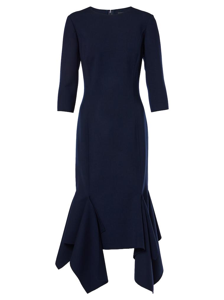 OSCAR DE LA RENTA Pleated Wool-Blend Midi Dress