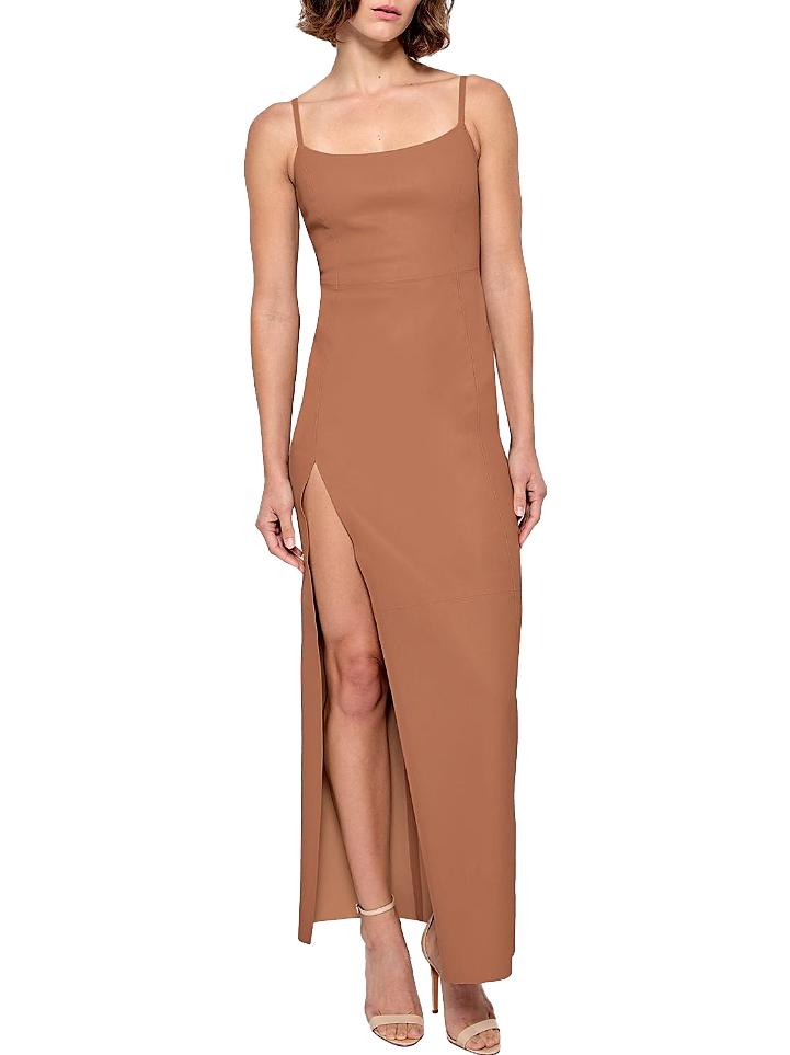 As By Df Aphrodite Stretch Leather Maxi Dress - Caramel | Editorialist As By Df Aphrodite Stretch Leather Maxi Dress - Caramel | Editorialist