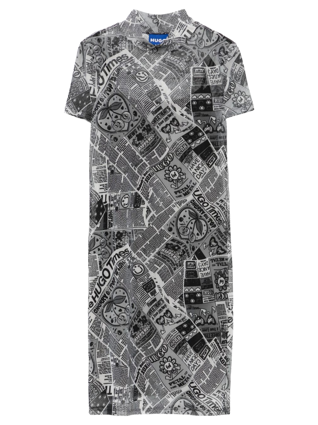 BOSS BOSS Newspaper-Print Mesh Mini Dress
