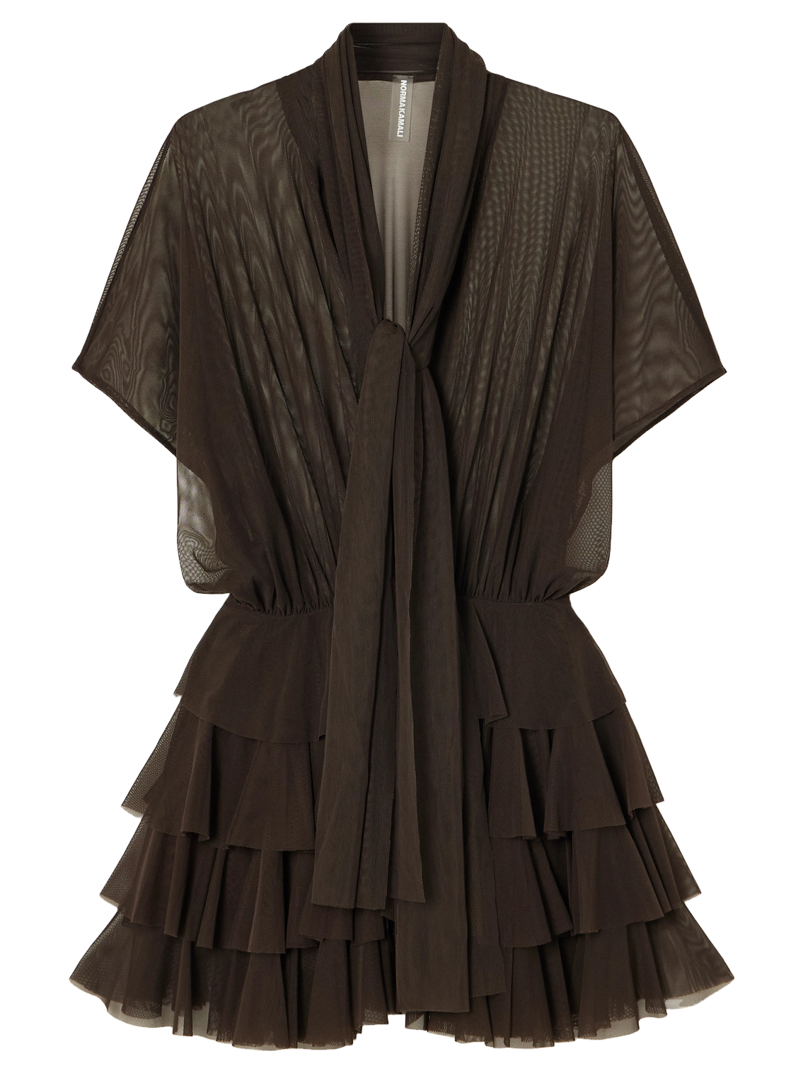 NORMA KAMALI Norma Kamali Lauren Tie-neck Ruffled Mini Dress