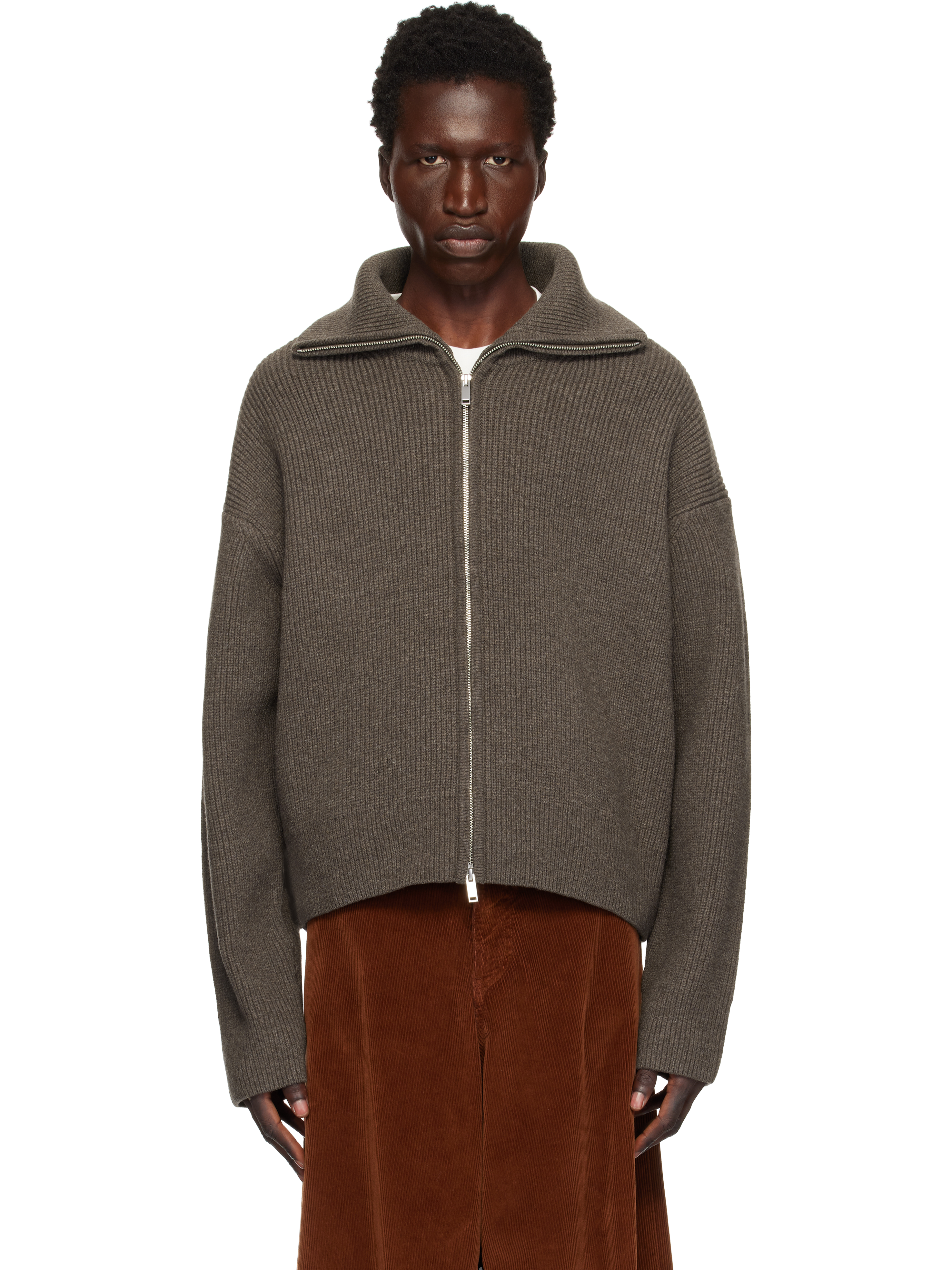 美品★STUDIO NICHOLSON のサイドスリットニット★ベージュ Lye Knit in Rock