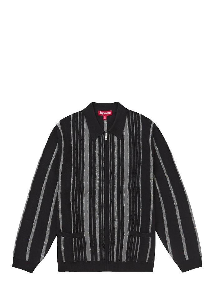 Supreme Speckle Stripe Zip Up Cardigan - Pink | Editorialist