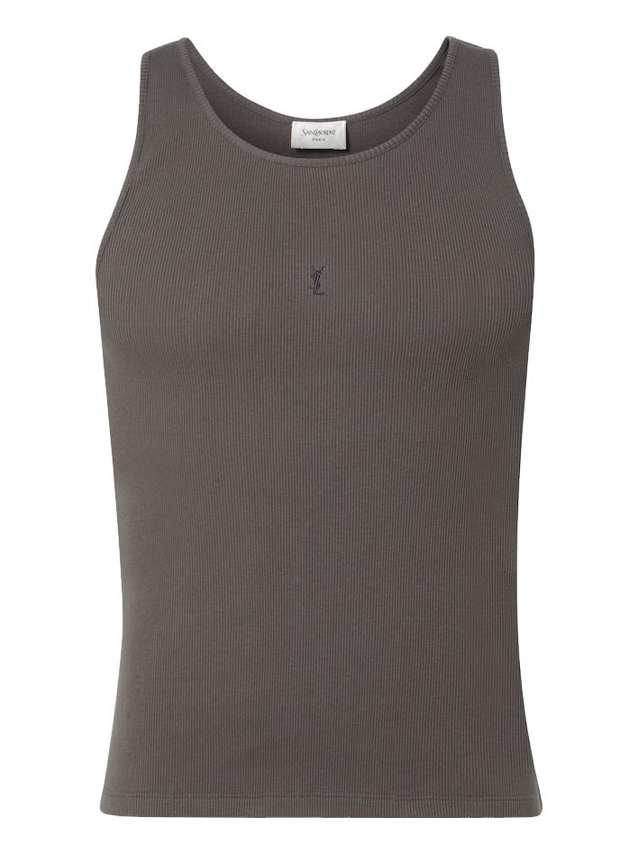 SAINT LAURENT Logo Cotton Tank Top