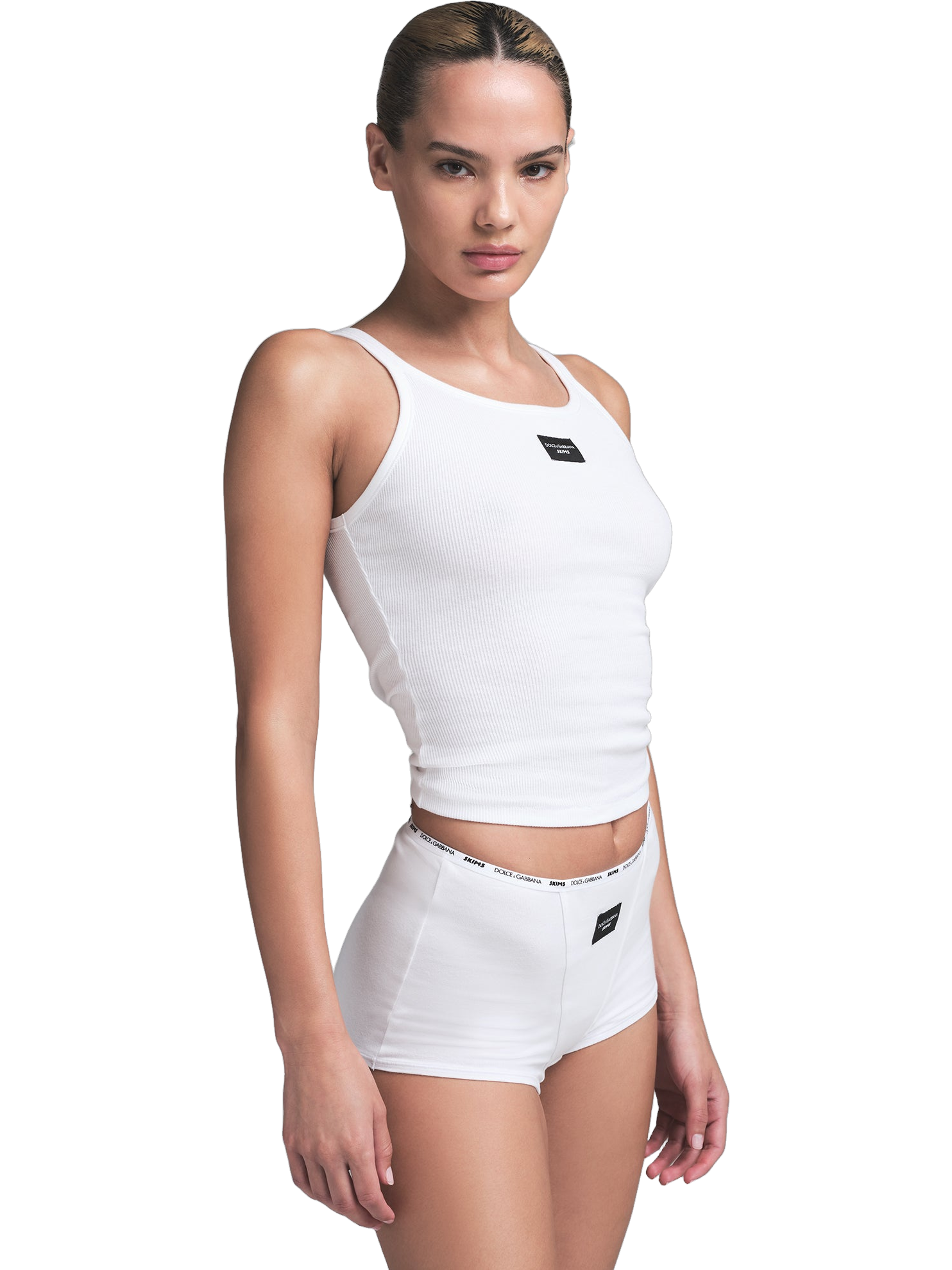 Skims Dolce&Gabbana X Cotton Rib Scoop Tank - Onyx | Editorialist