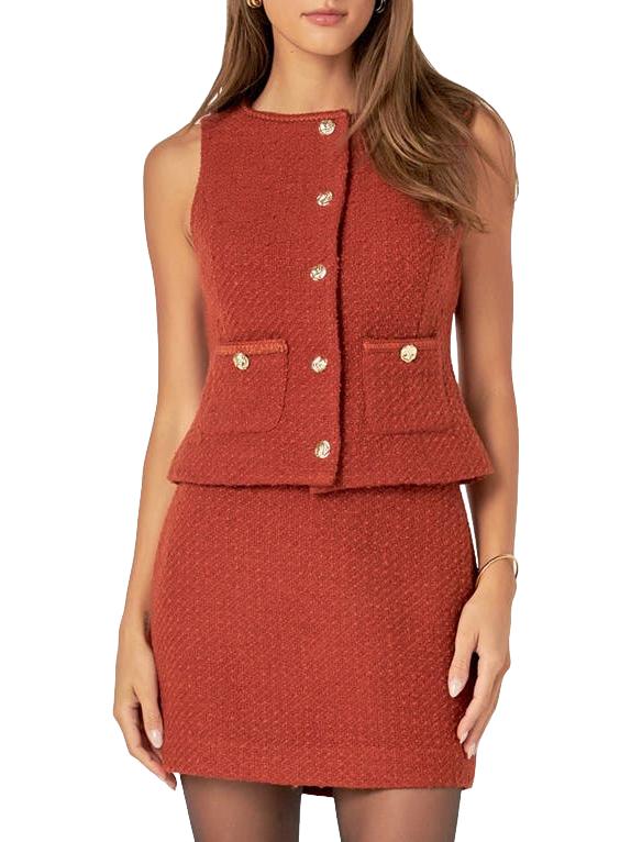 ENGLISH FACTORY English Factory Crop Tweed Vest