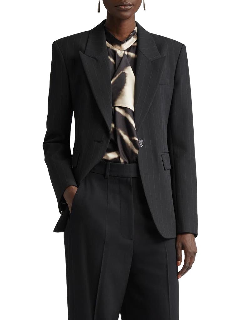 ST. JOHN St. John Collection Pinstripe One-Button Blazer