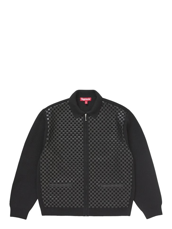 Supreme Woven Leather Zip Up Cardigan Fw24 - Black | Editorialist
