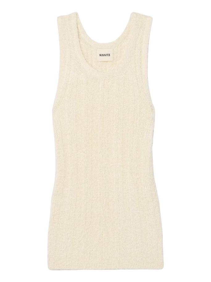 KHAITE Lena Ribbed Silk and Cashmere-Blend Tank