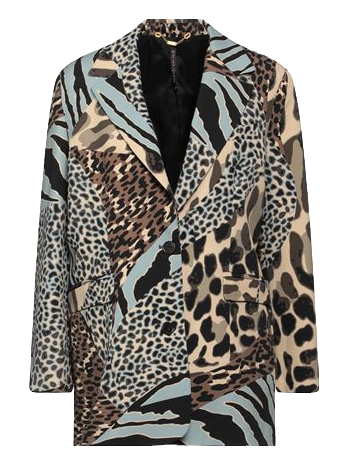 MANILA GRACE Single-Breasted Blazer with Animal Print