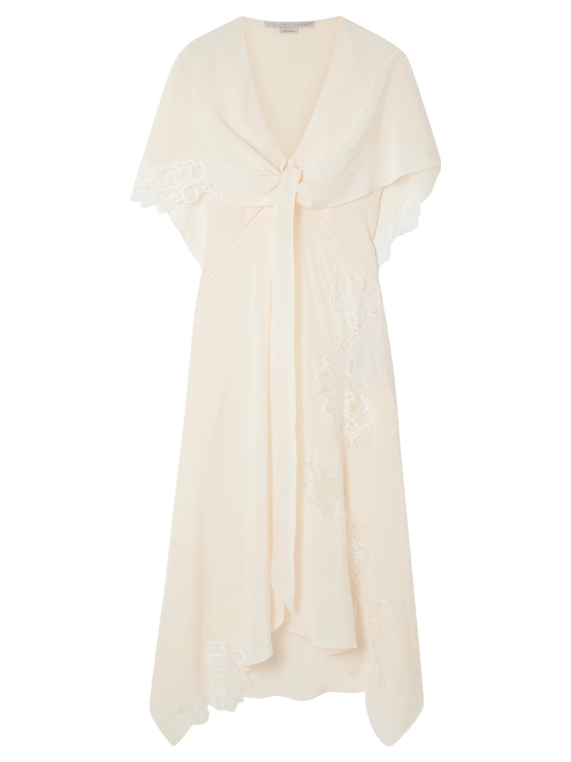 Stella McCartney Layered Lace-trimmed Silk Crepe de Chine Midi Dress - Women - White Dresses - L Stella McCartney Layered Lace-trimmed Silk Crepe de Chine Midi Dress - Women - White Dresses - L