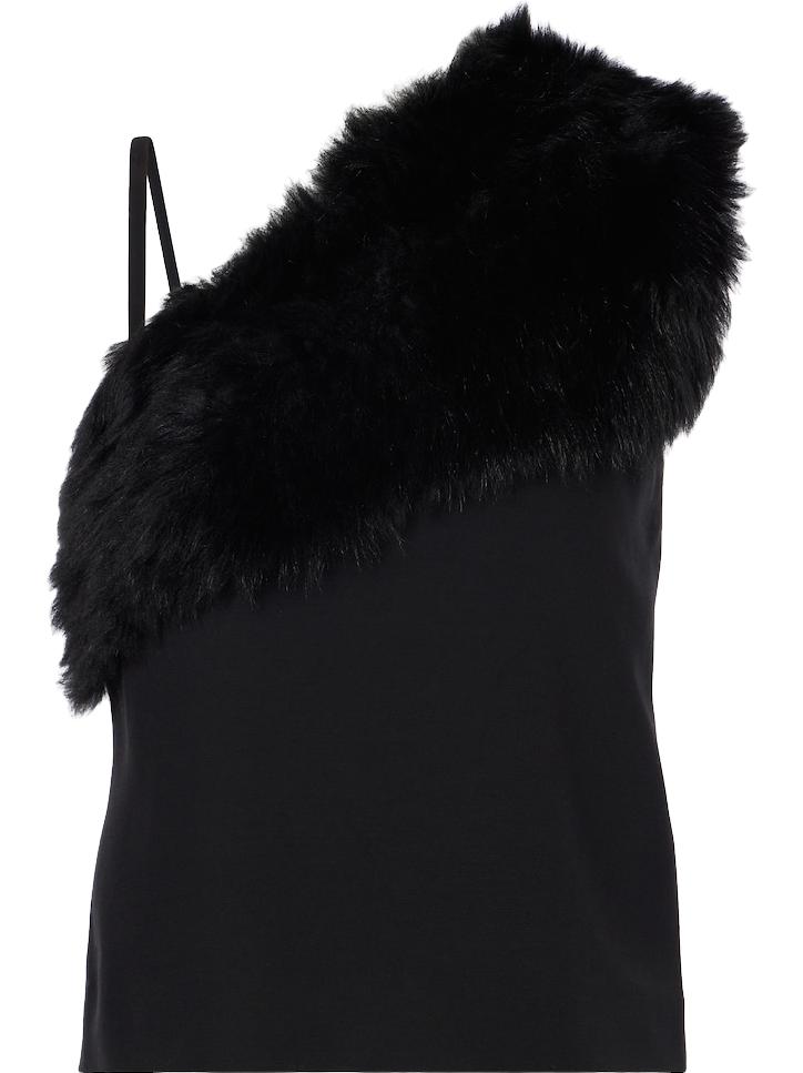 TOTÊME One-Shoulder Shearling-Trimmed Top