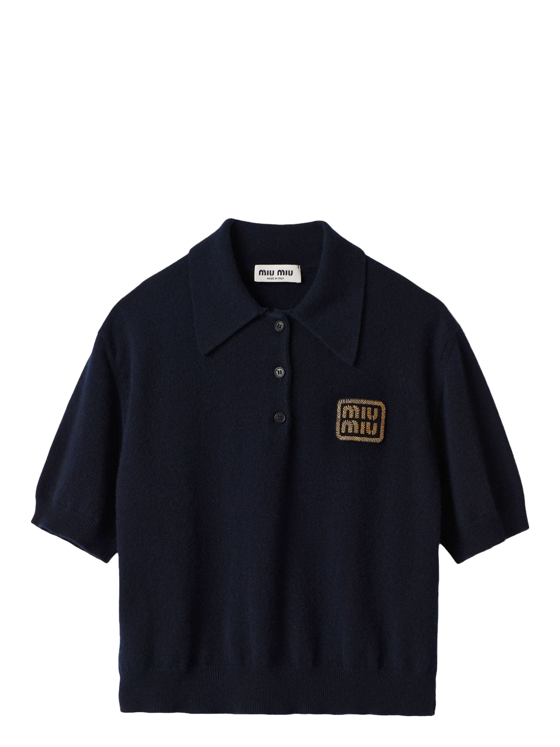 Miu Miu Cotton Piqué Polo Shirt - Navy | Editorialist