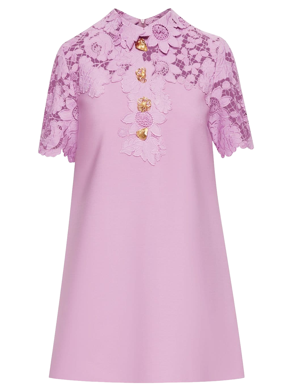 OSCAR DE LA RENTA Mixed Botanical Guipure-Panel Minidress