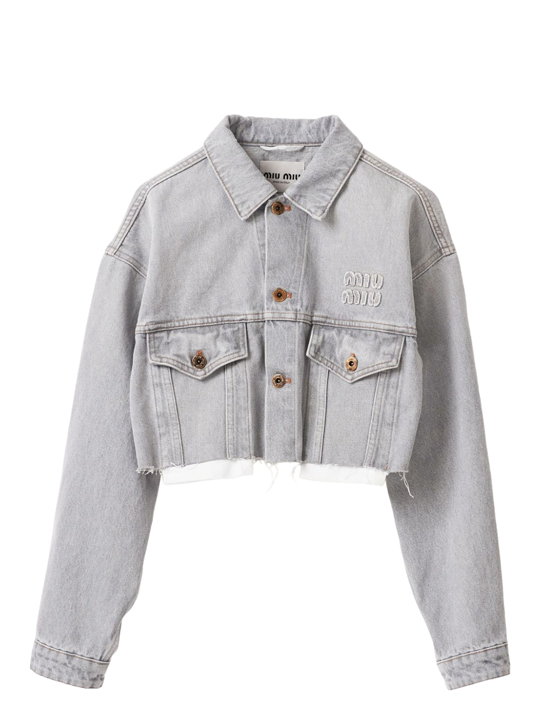 MIU MIU Miu Miu logo-appliqué cropped denim jacket