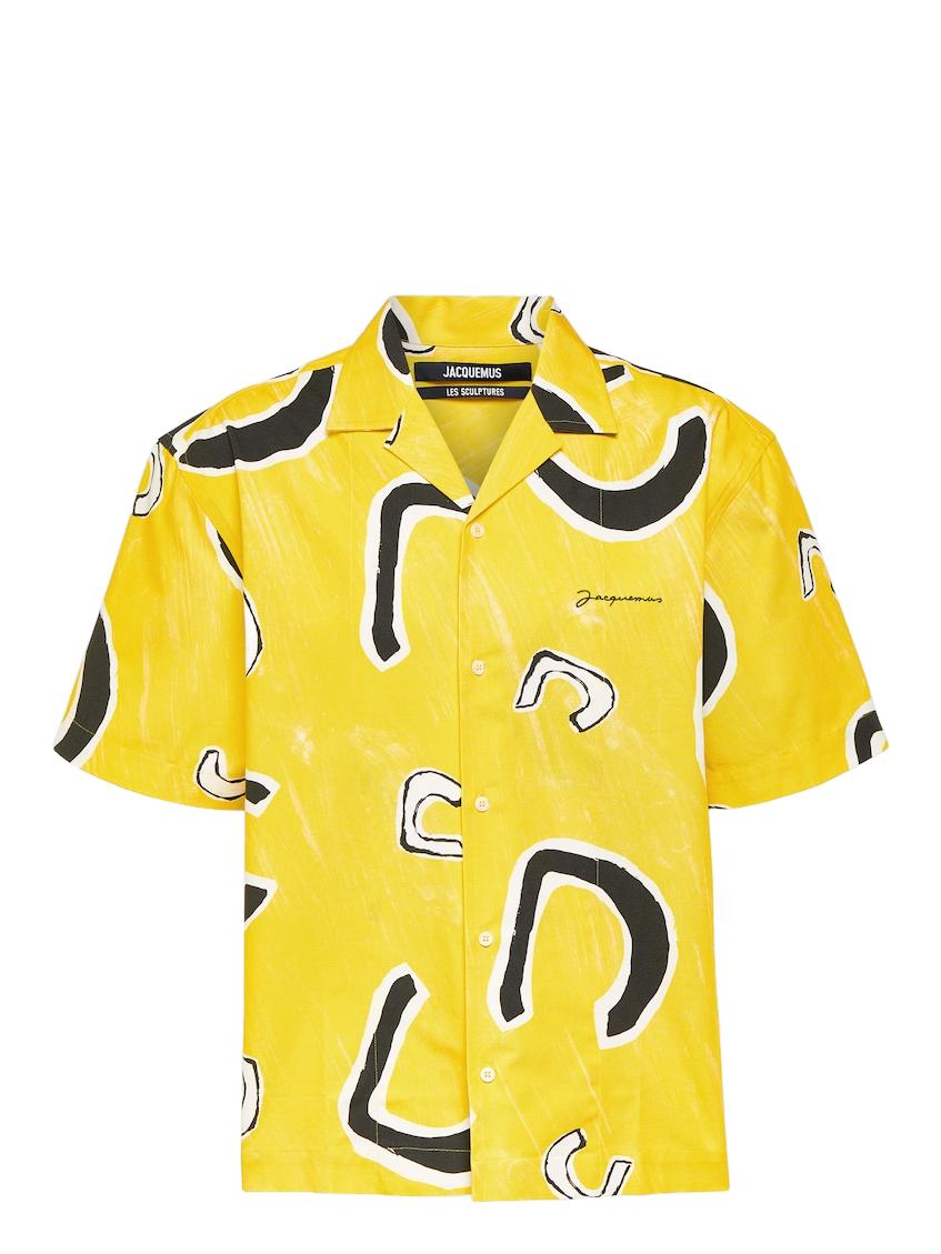 JACQUEMUS jean printed cotton bowling shirt
