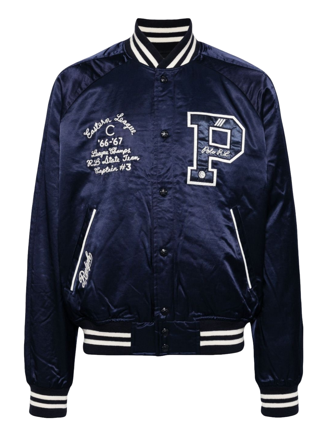 POLO RALPH LAUREN logo-appliqué satin bomber jacket