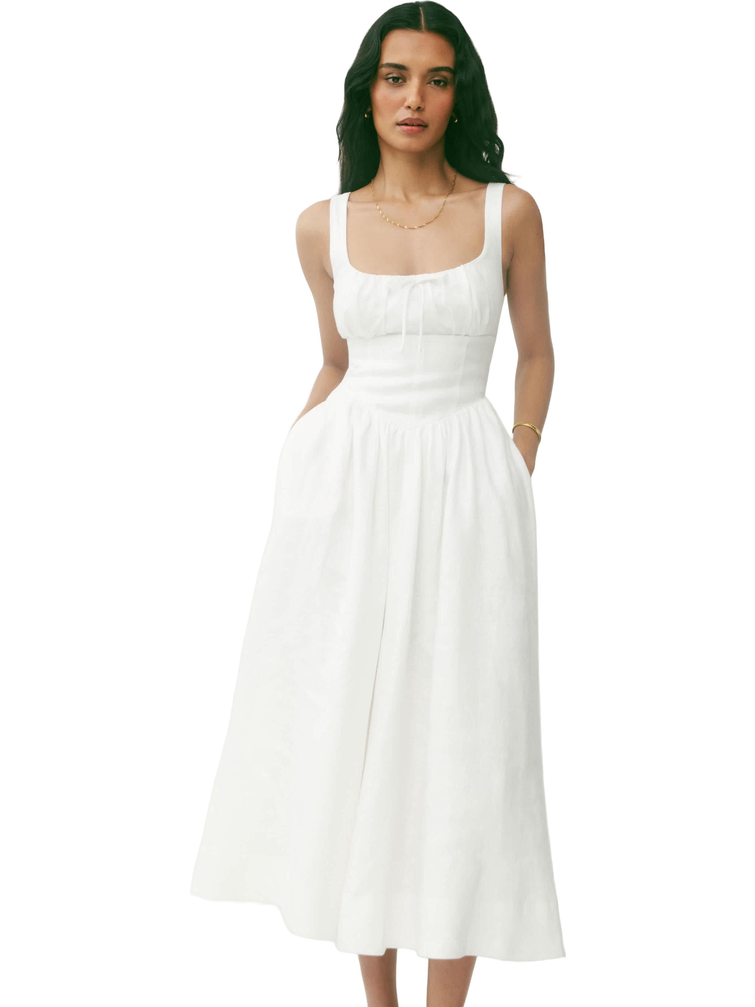Reformation Balia Linen Dress - Ivory | Editorialist