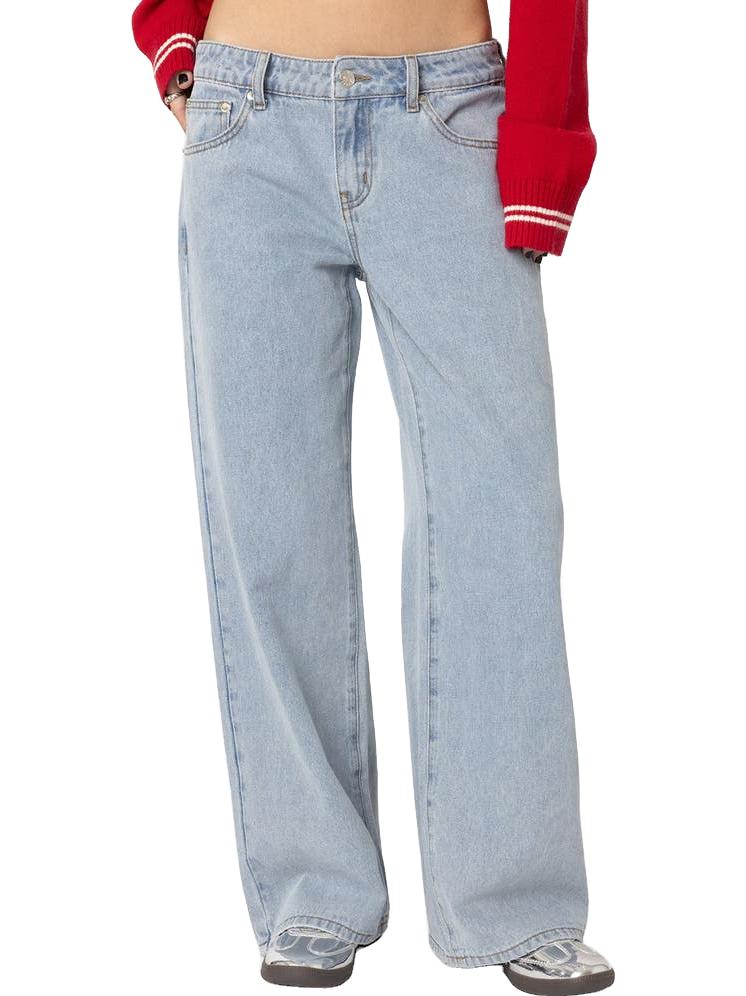EDIKTED Washed Low Rise Jeans