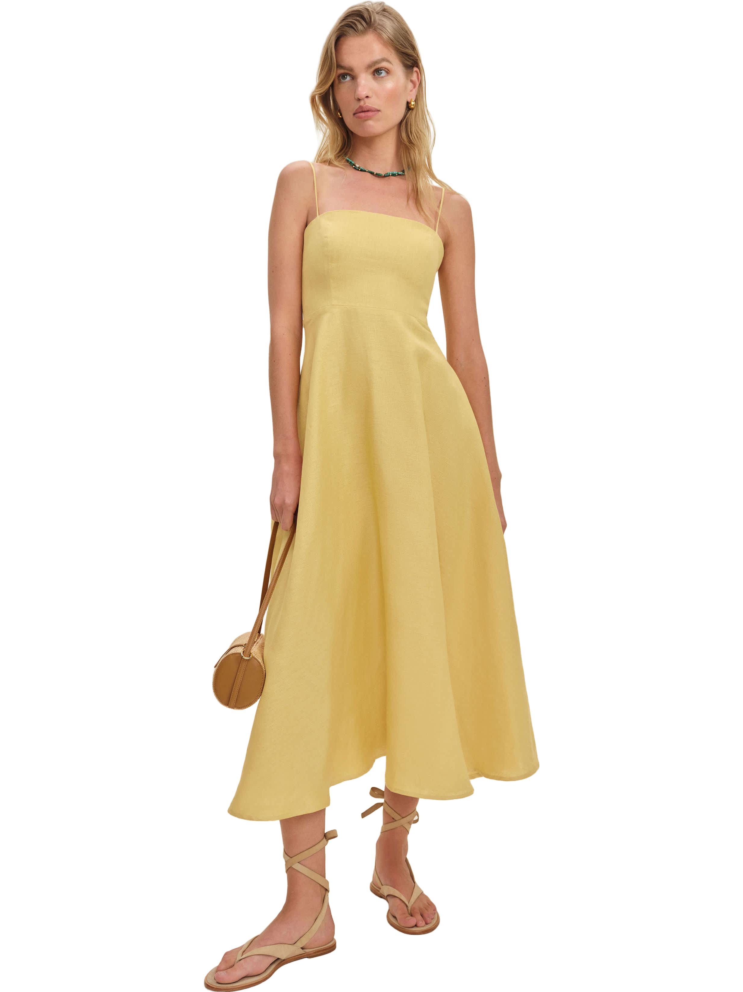 Reformation Monette Linen Dress - Blue | Editorialist