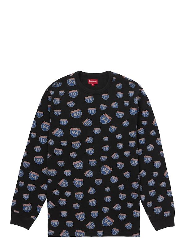 Supreme Panel Stripe Waffle Thermal - Black | Editorialist
