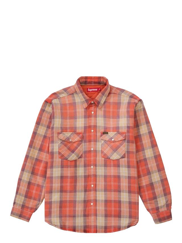 Supreme Quilted Flannel Snap Shirt - Orange | Editorialist