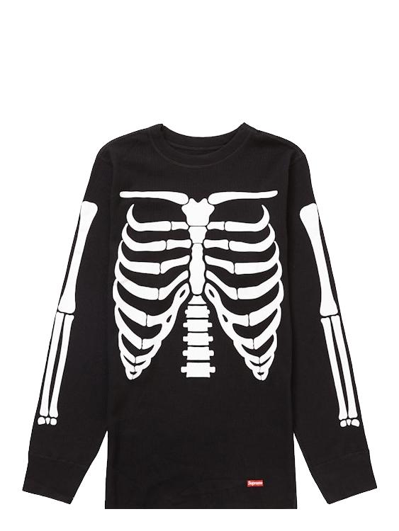 Supreme X Hane Bone Thermal Long-Leeve T-Hirt - Black | Editorialist