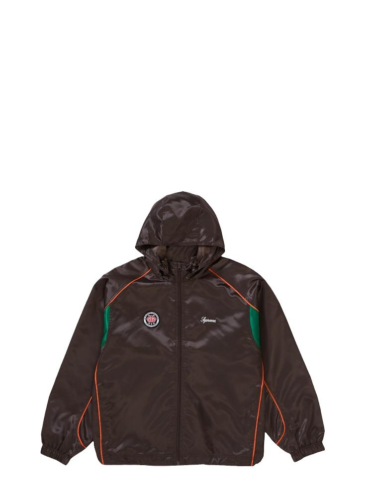 Supreme Satin Hooded Track Jacket - Brown | Editorialist