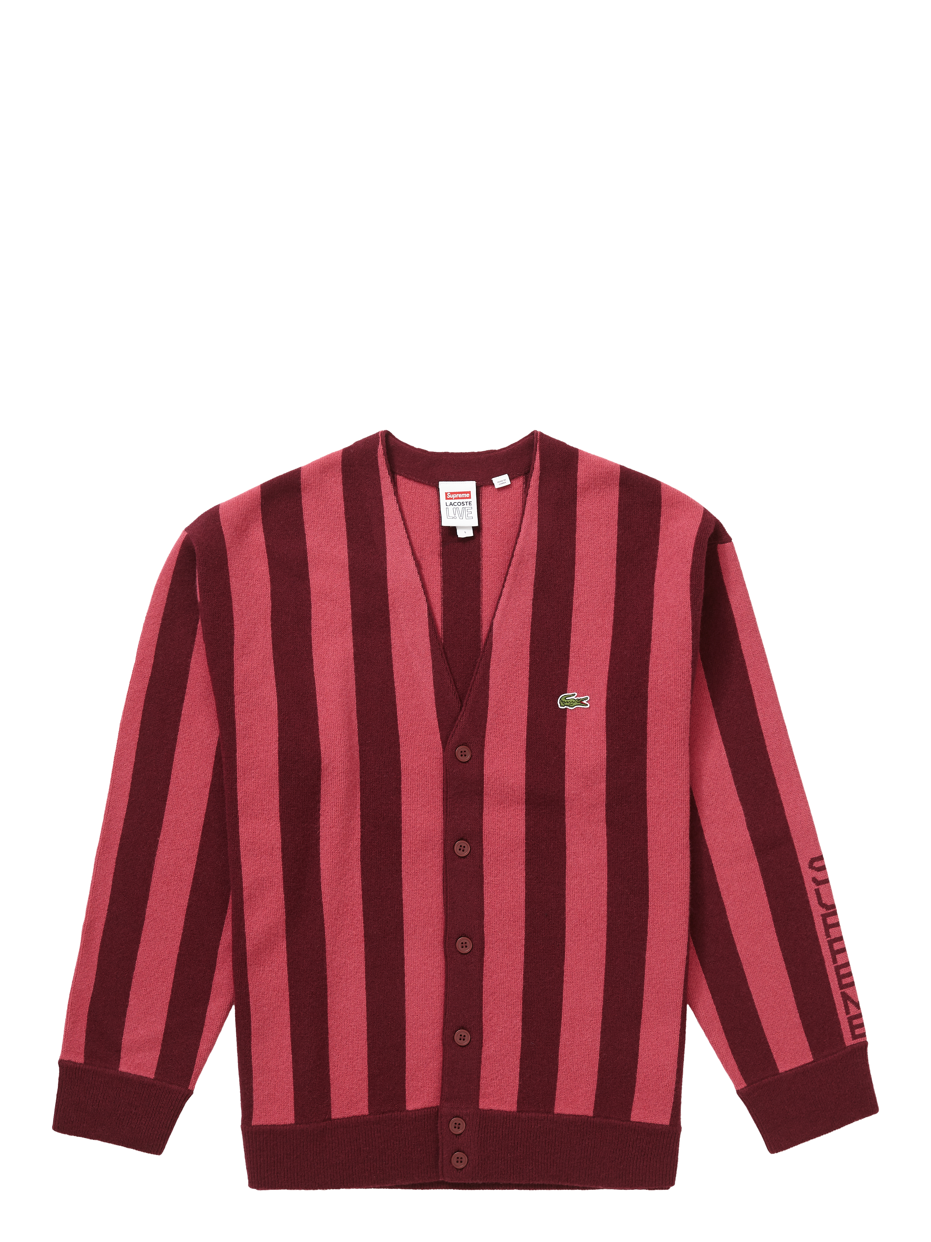 トップス Supreme LACOSTE Stripe Cardigan Supreme LACOSTE Stripe Cardigan Black LARGE BRAND NEW