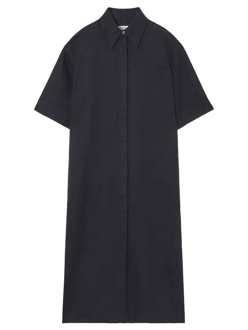 Cos Oversized Short-Sleeved Linen Midi Shirt Dress In White - 50% Off |  Editorialist
