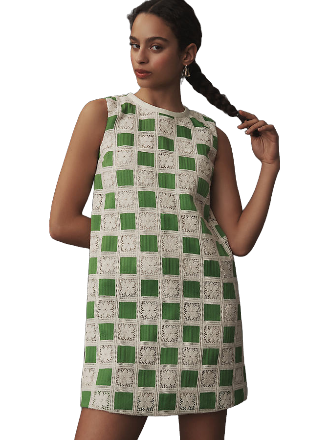 white christmas dresses Crochet Patchwork Sleeveless Dress – English Factory main image 0