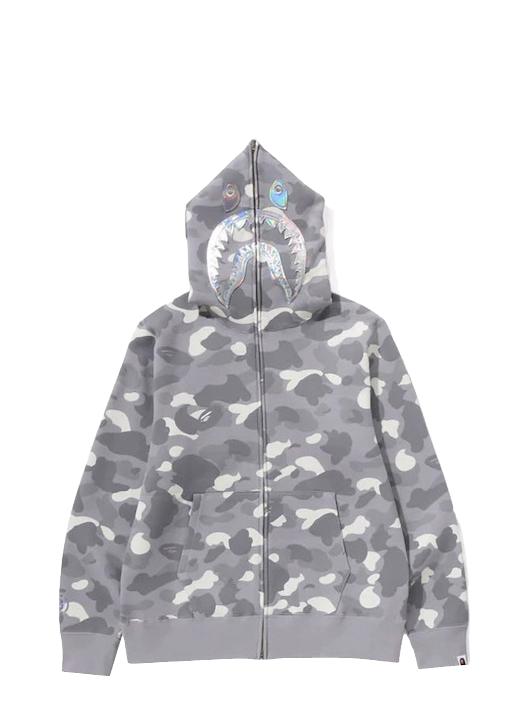 A Bathing Ape City Camo Shark Full Zip Hoodie - Gray | Editorialist