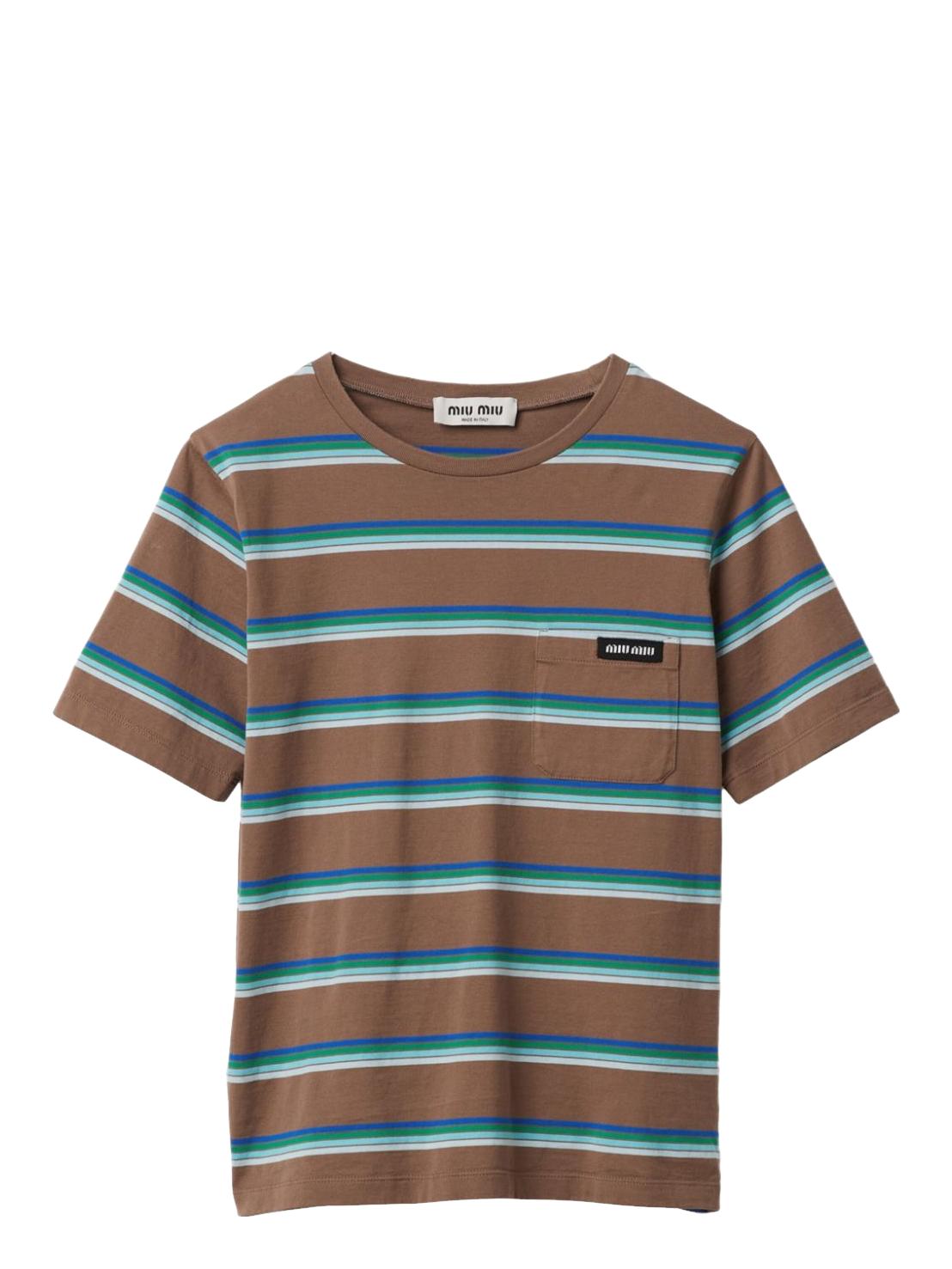 MIU MIU Miu Miu Logo-Patch Striped T-Shirt