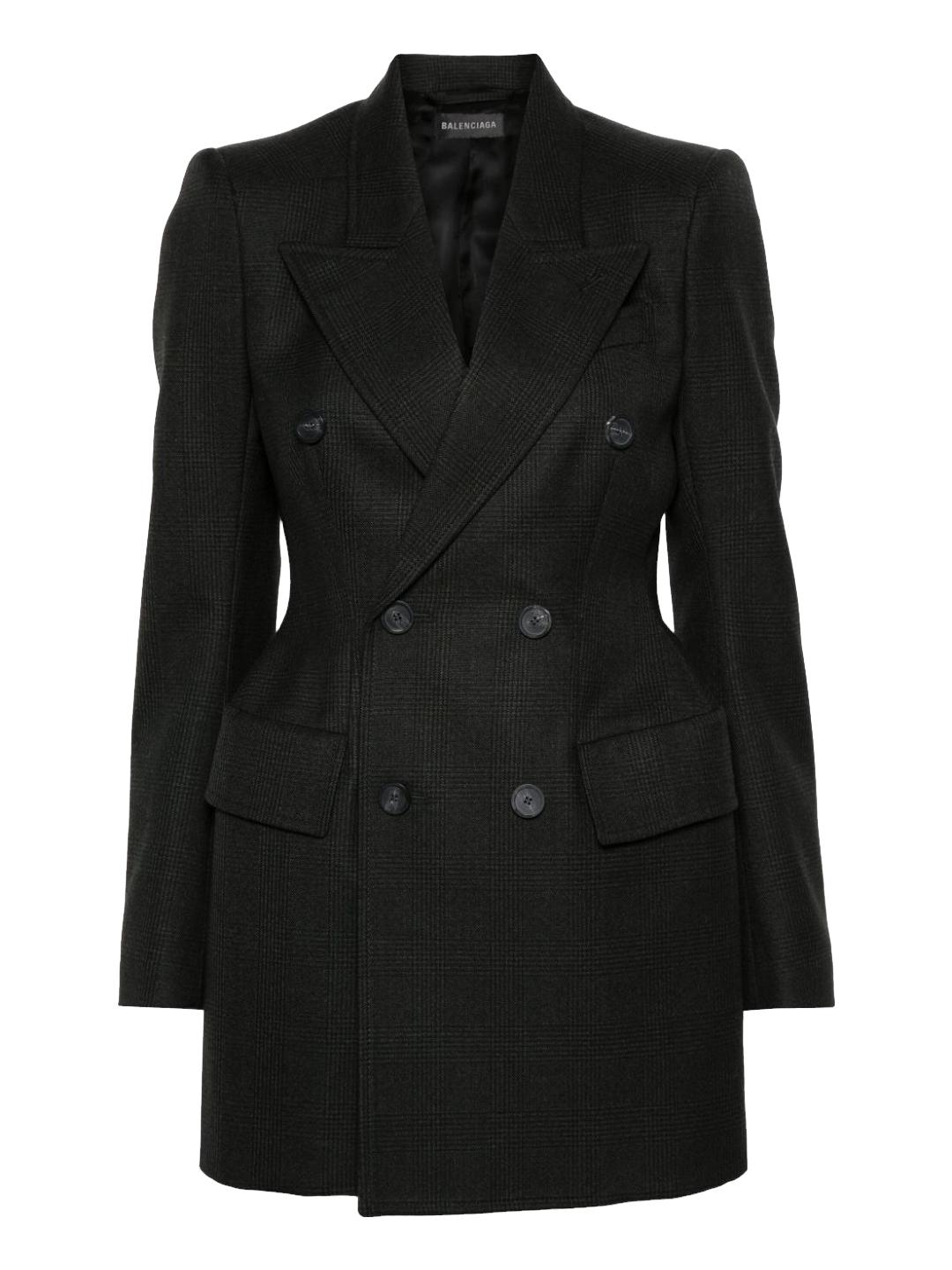 BALENCIAGA Balenciaga Hourglass Checked Wool Blazer