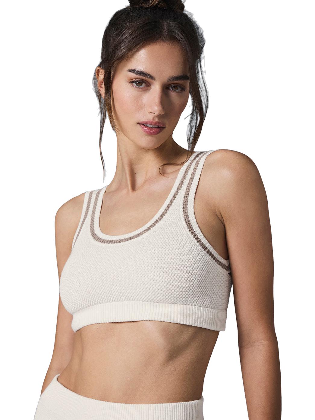 Alo Yoga Tennis Club Sweater Knit Bra Top In Spearmint/White - 21