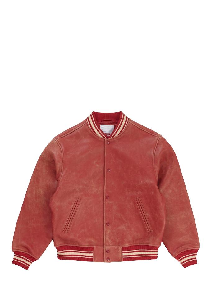 Supreme Pebbled Leather Varsity Jacket - Multicolor | Editorialist