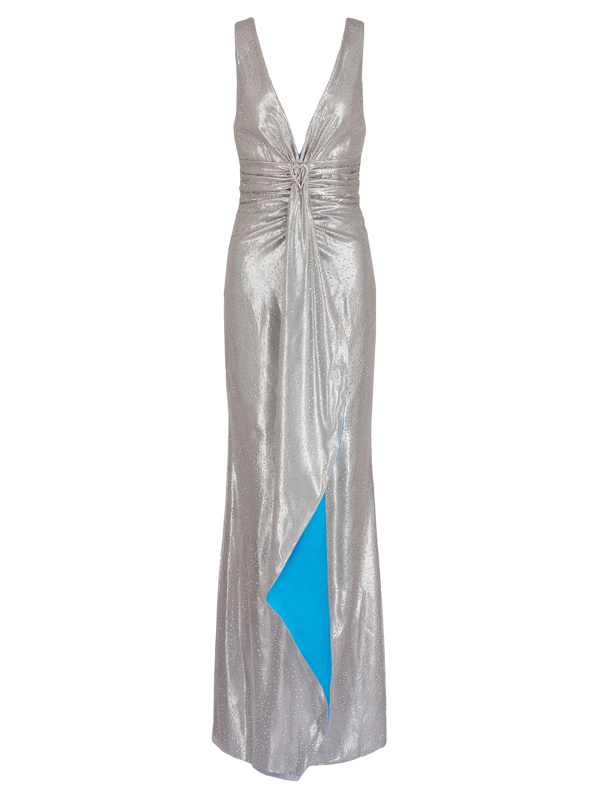 GIORGIO ARMANI Lurex and Tulle Long Dress with Rhinestone Embroidery