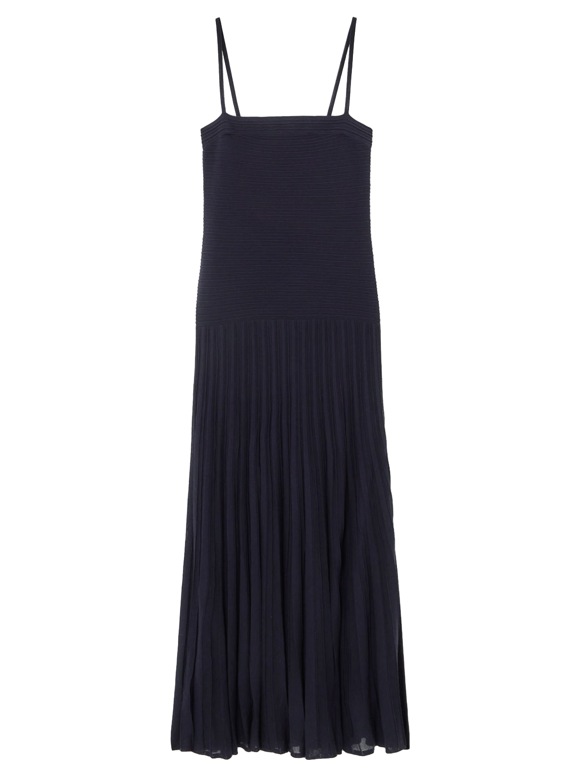 cos pleated knitted maxi dress green strapless open back dress COS Pleated Knitted Maxi Dress Green The Dress Nook